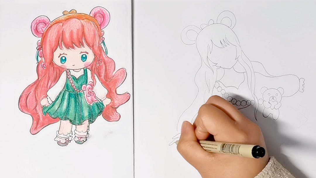 卡通简笔画迷你世界长大后的糖心小熊,粉粉的很漂亮