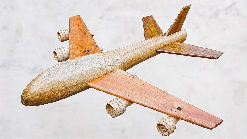 利用废弃的木材,制作波音飞机模型,简单的DIY手工操作