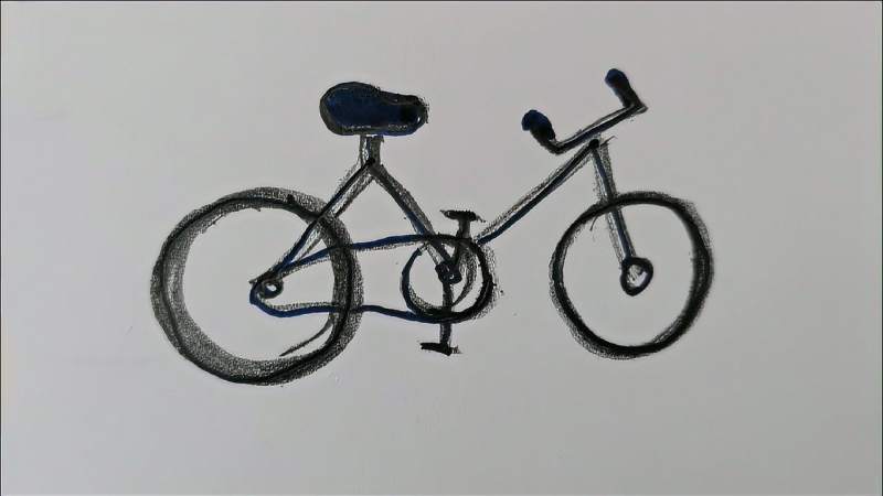 简笔画,画自行车。