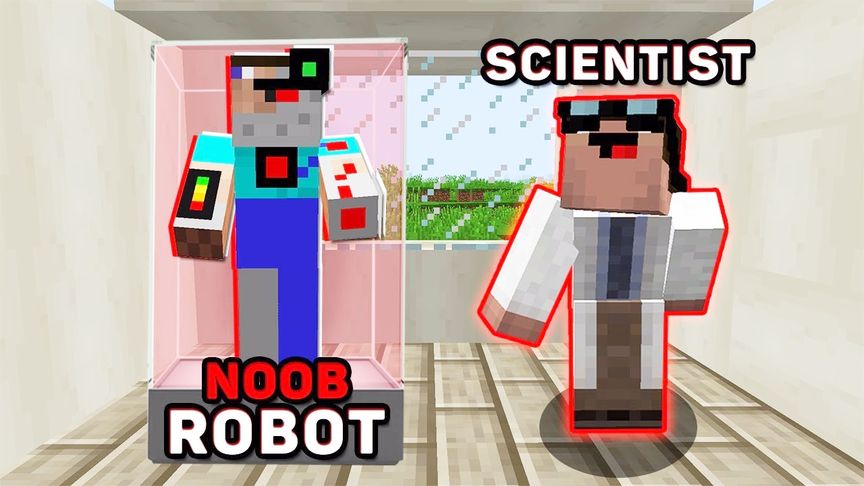 我的世界动画:MC世界疯狂的科学家创造了机器人新手