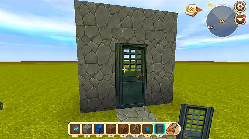 迷你世界:制作自动开门透明铁门教学,看的到摸不到