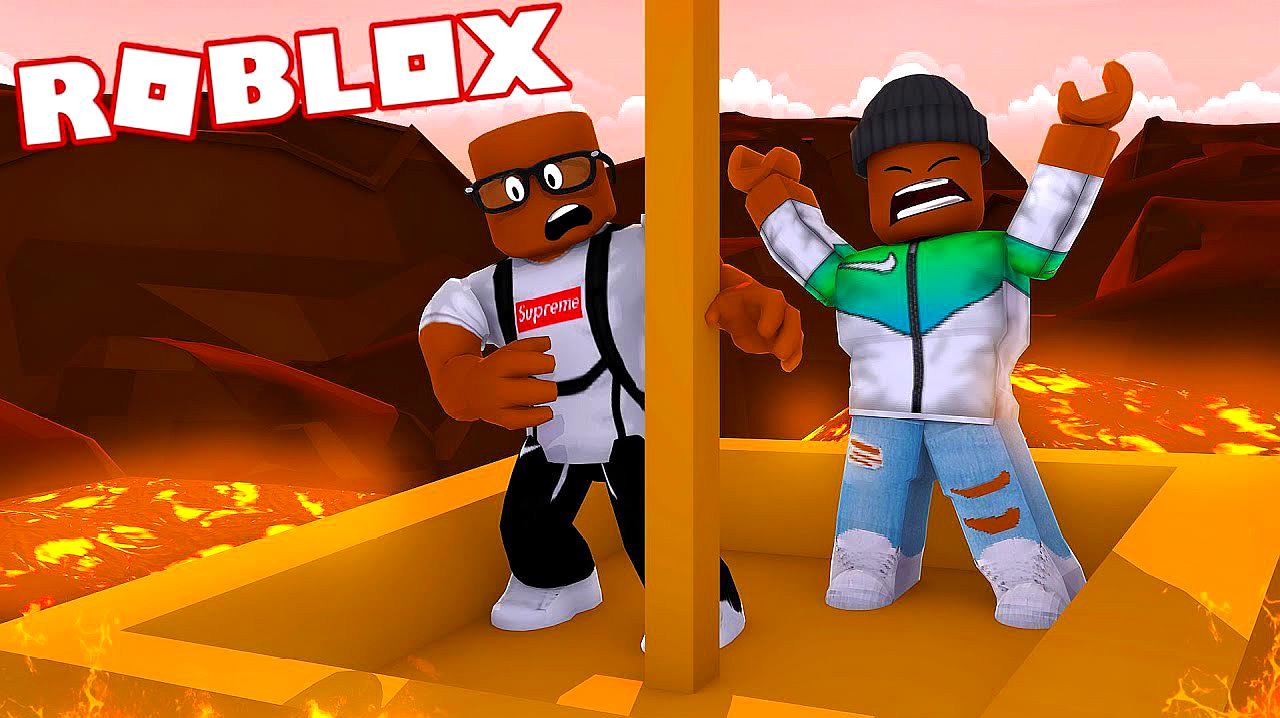 Roblox岩浆模拟器!超级火箭靴躲避高温熔岩?咯咯多解说