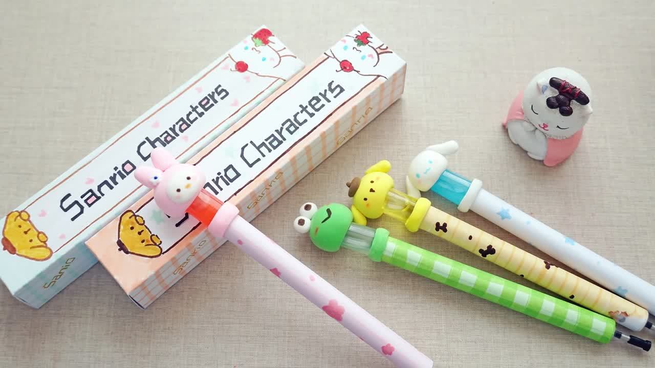 来自制三丽鸥盲盒笔,简单萌萌哒,笔杆的小设计超...