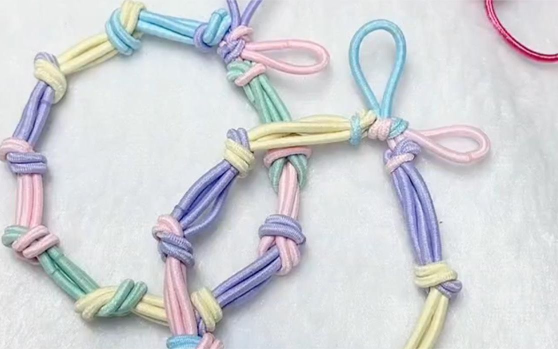 皮筋手绳第99种编法手工编织手绳 手工DIY教学 纯手工编制