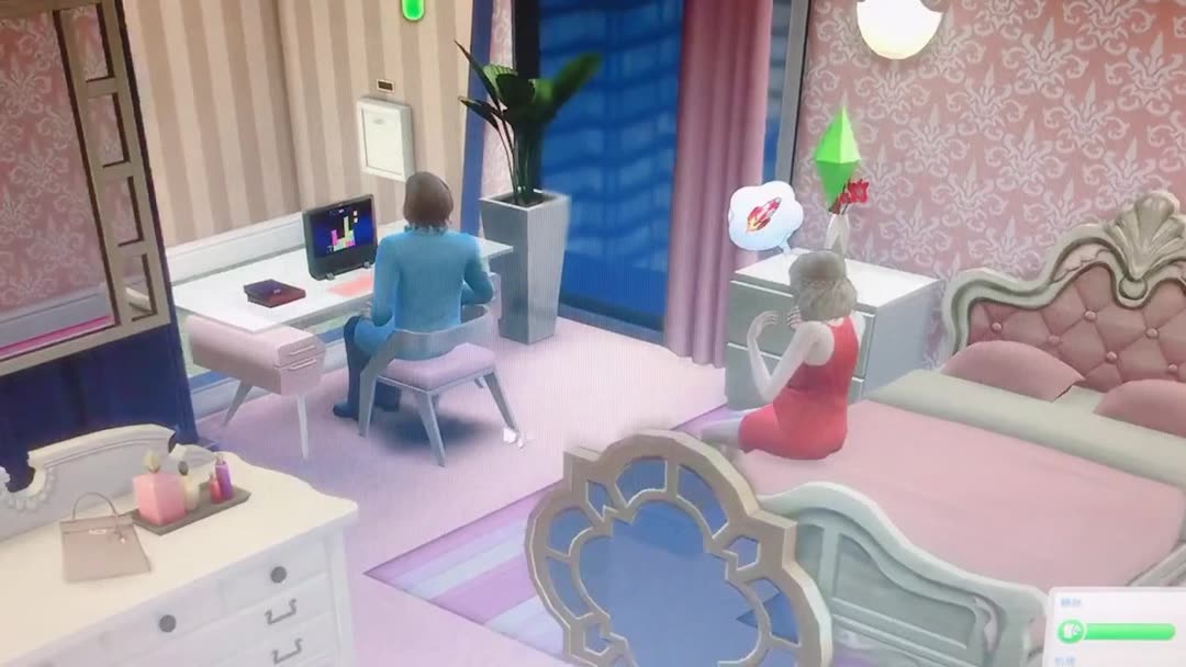 ...肚子越来越大,还经常去吐,已经停止工作了,期待宝宝的到来#模拟人生4