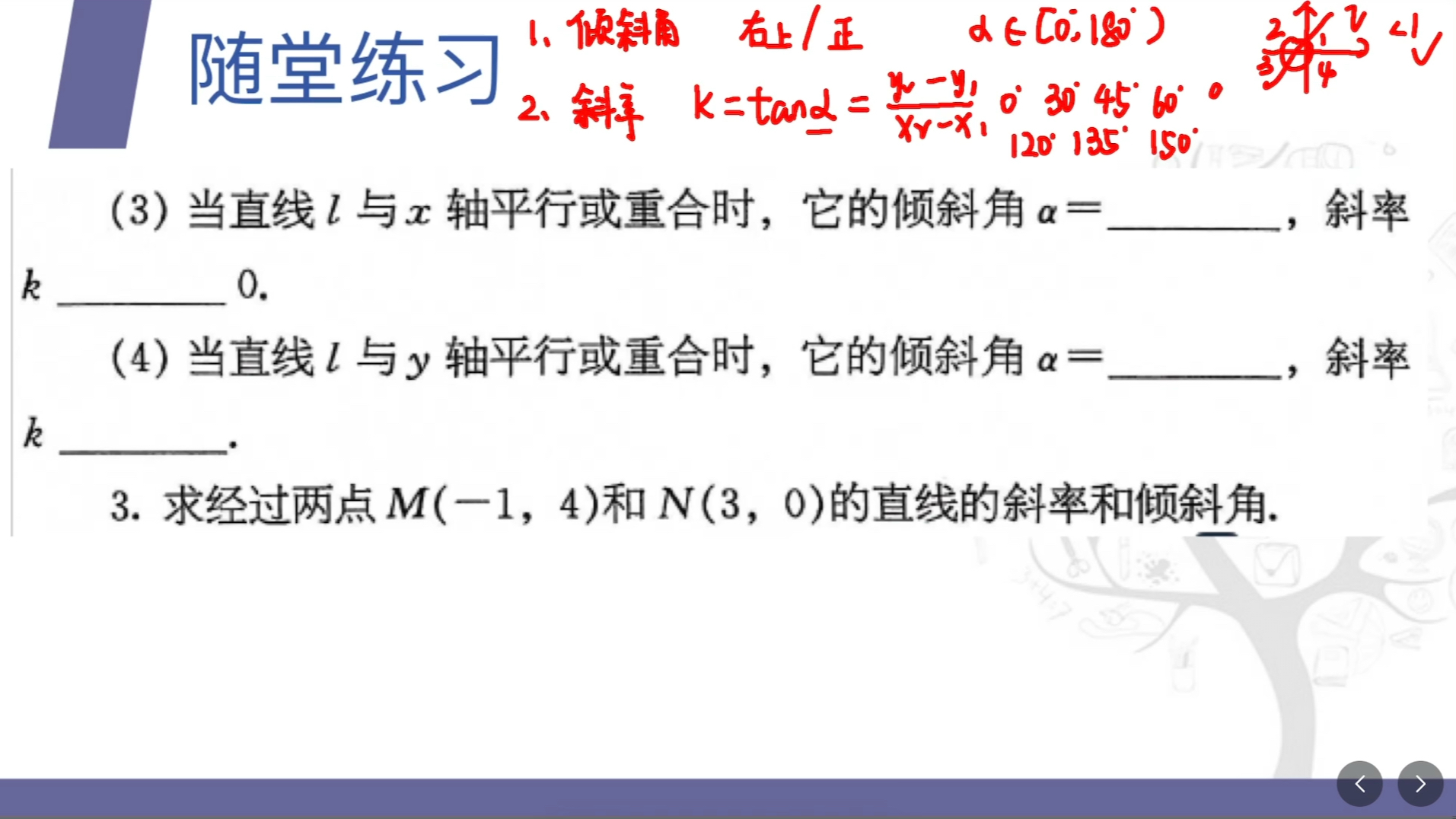 职高数学基础模块下册一6.2.2直线的斜率(2) 作业