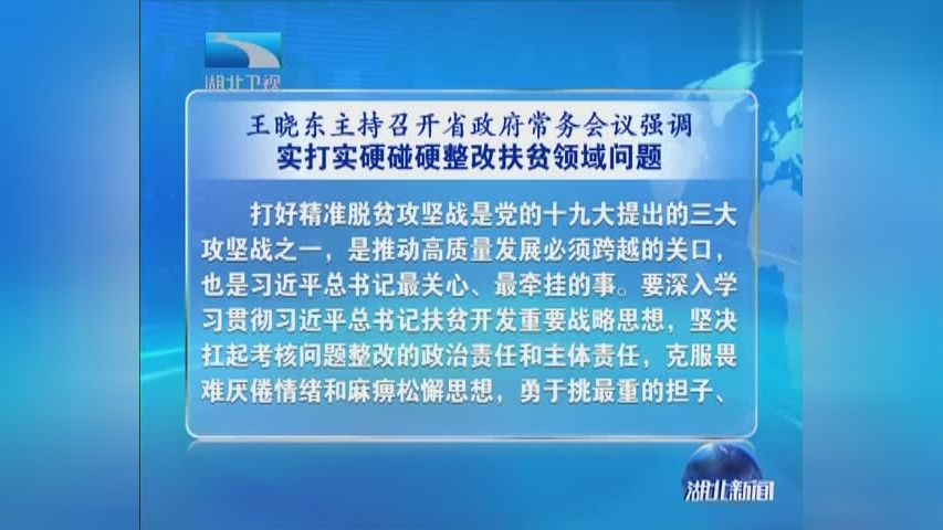 王晓东:实打实硬碰硬整改扶贫领域问题 重产能提质效保粮食安全