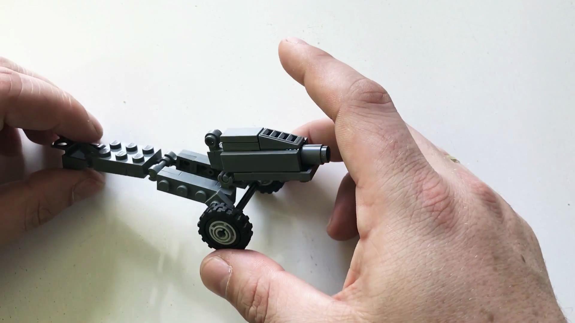 拼装乐高BrickMania积木,二战美军M1A1 75毫米榴弹炮