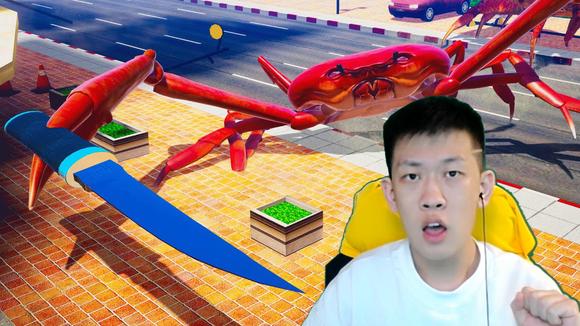 螃蟹格斗模拟器:帝王蟹会武功?用剑术狂砍小龙虾获胜!小泡解说