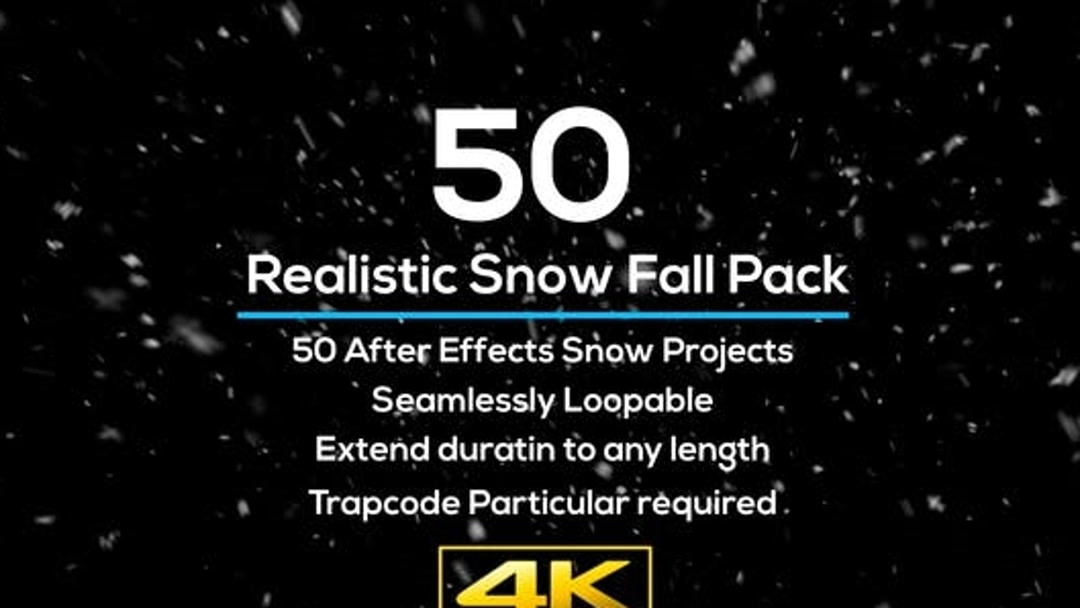 AE模板-50个真实的下雪雪花飘散视频模板无缝循环播放