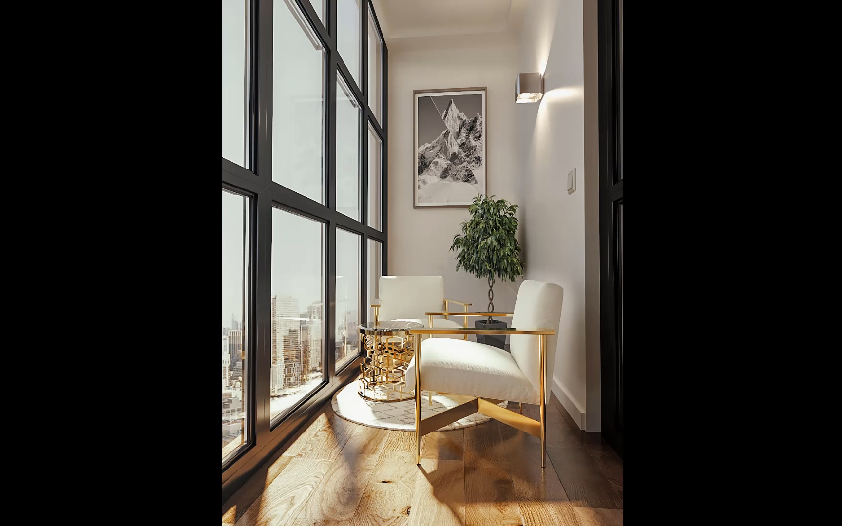3dmax阳台建模灯光光影关系 corona render+3dmax