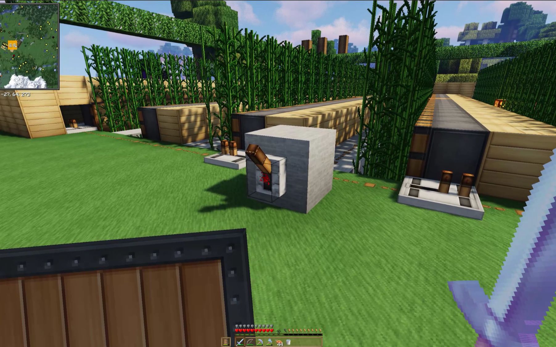 我的世界单人生存:爆肝2小时 自制全自动甘蔗收割机 效果很nice!