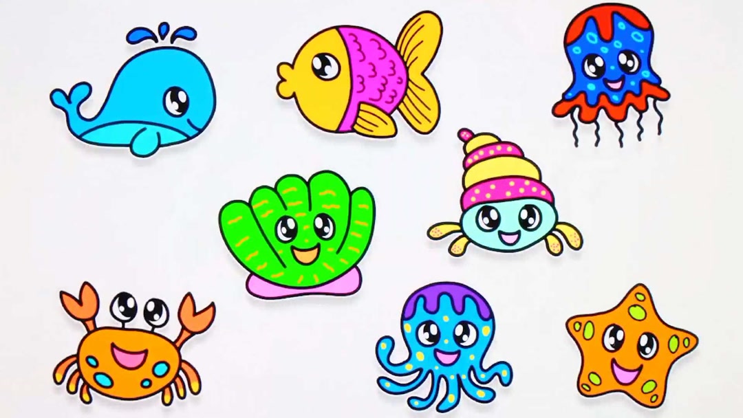 海底世界手绘画,小朋友们你们学会了吗?