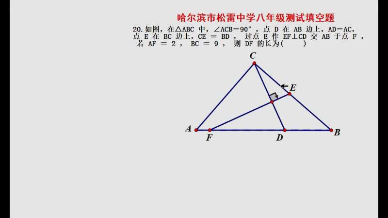 八年级三角形几何填空,能力题,哈市几何技巧性强,难度大