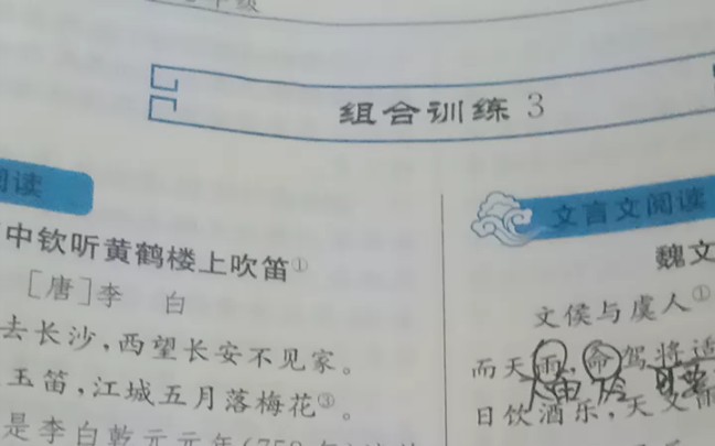 七14 语文组合训练3及专题训练3讲解