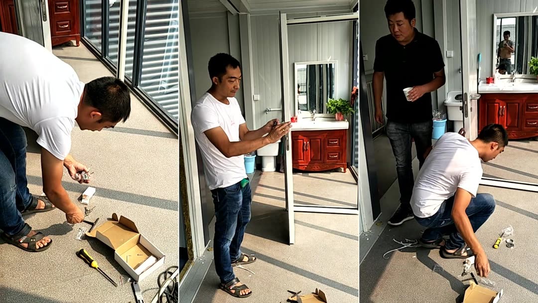 【卓圣金属科技】集装箱钢质门门锁安装