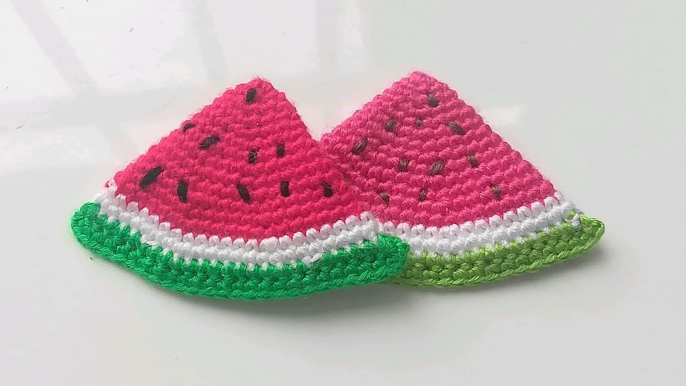 钩针编织,清凉一夏,一看就想吃的钩针西瓜,针法简单好钩