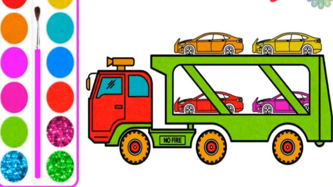 亲子益智早教简笔画 幼儿园儿童绘画涂鸦双层卡车