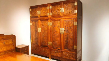 缅甸花梨双人床 花梨木衣柜 王义红木手工雕花卧室家具