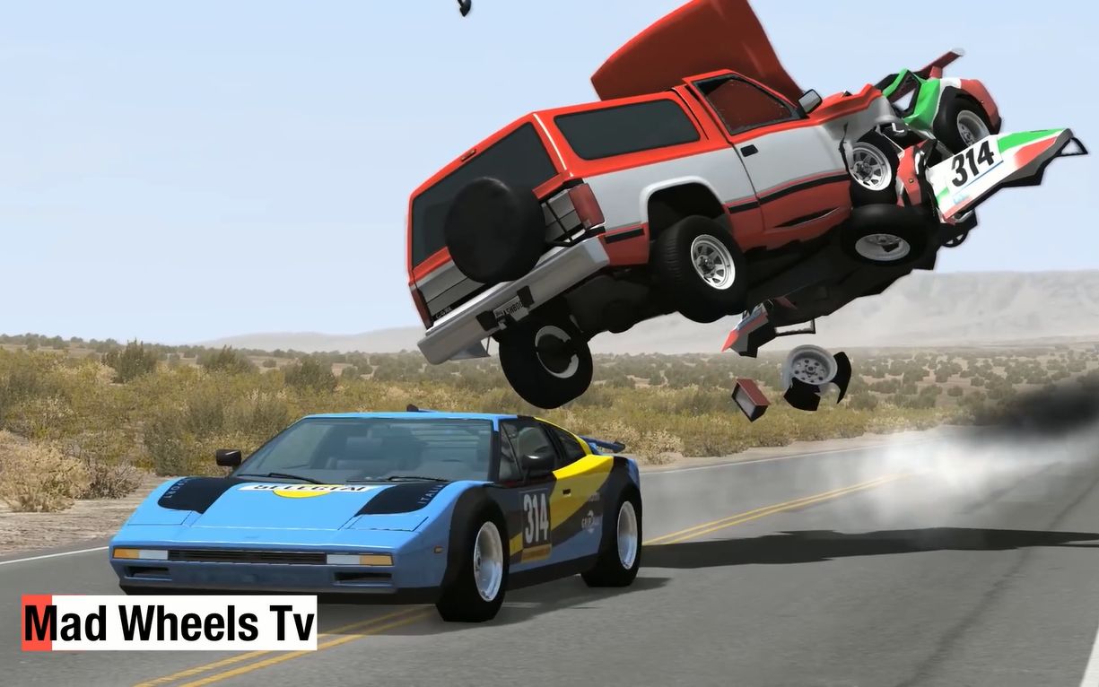 【BeamNG】车祸模拟 1080P法拉利惨烈时刻1