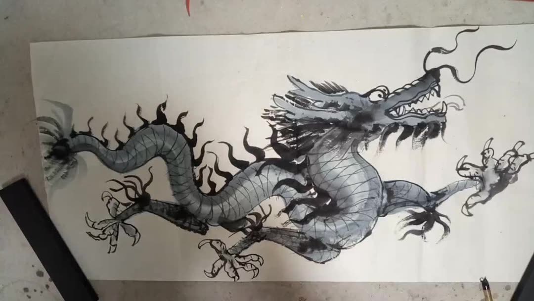 中国画技法第五集-写意龙的墨骨画法 水墨画 花鸟画 动物画