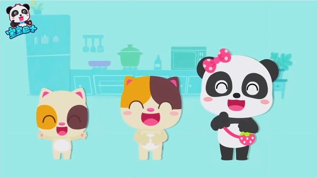《宝宝巴士认知大全》时钟几点了熊猫用摇铃和棒球棍玩时钟游戏