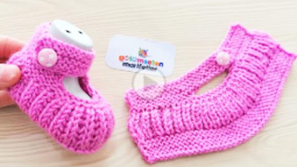 「棒针教程」简洁的一片式宝宝鞋子的详细编织方法