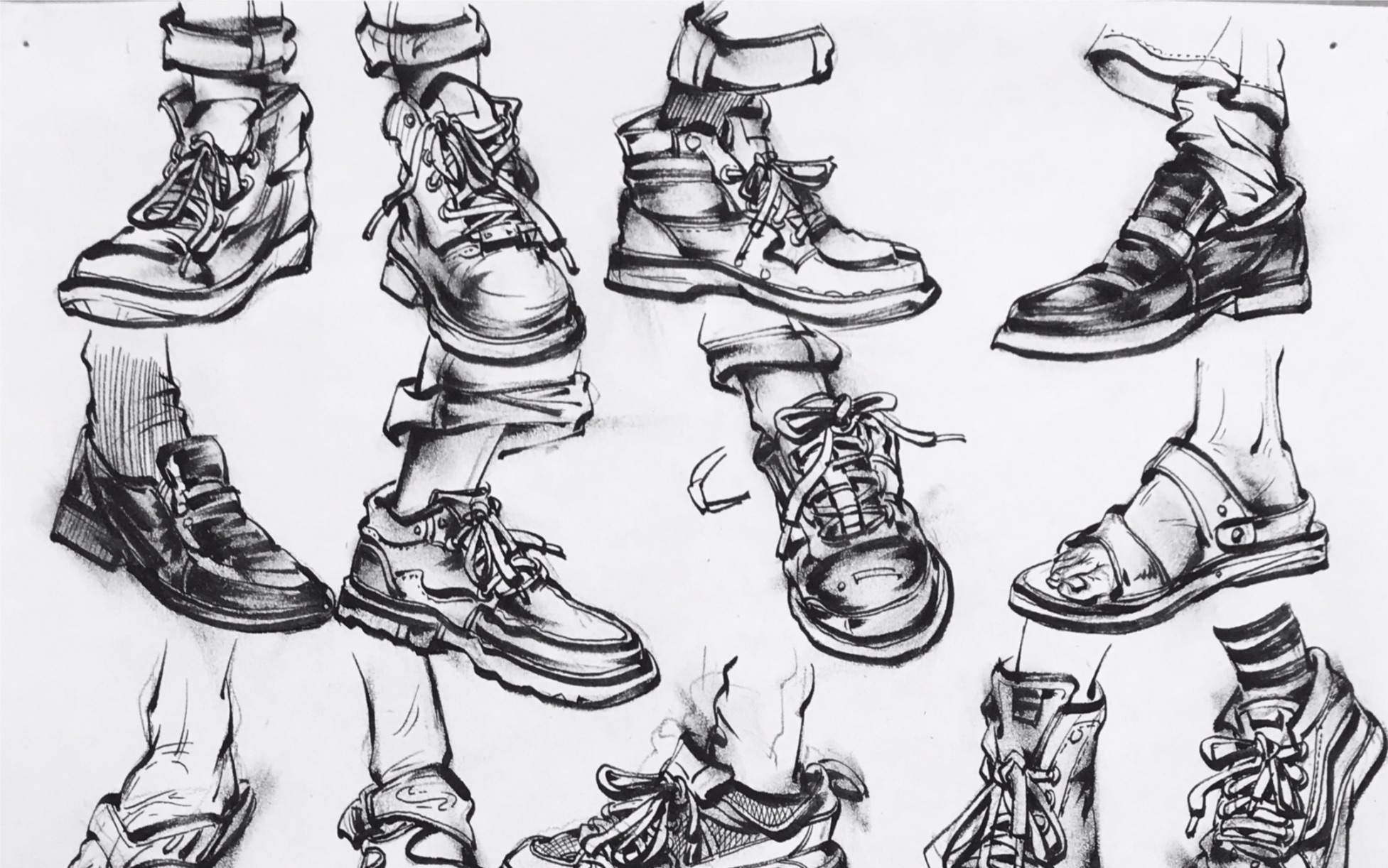 秀丽笔速写,鞋子的绘画技巧(一)秀丽笔速写,鞋子的基本绘画法和技巧。...