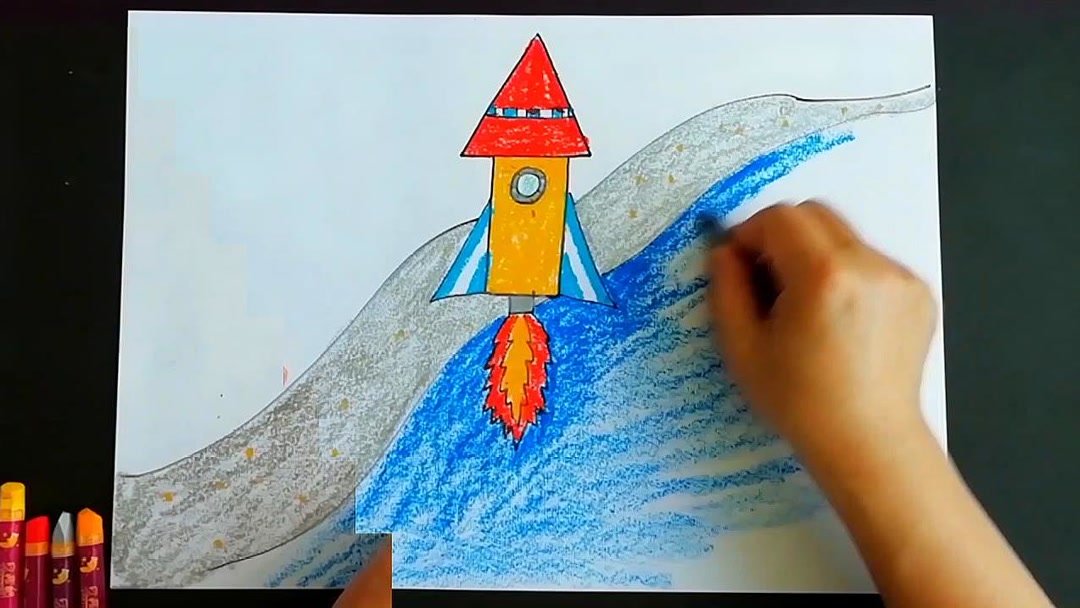 儿童画教你用三角形画火箭,在家学画画之图形系列课程三角形
