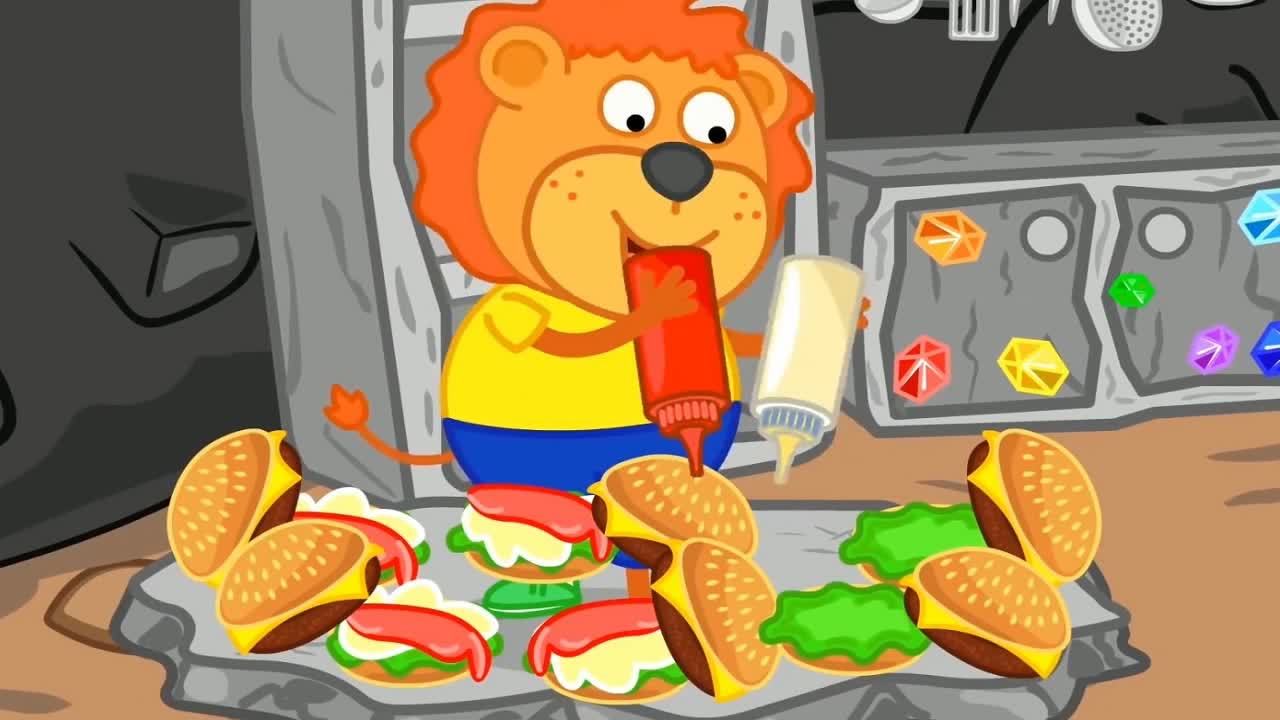 小狮子动画:小狮子制作美味汉堡包,太美味了