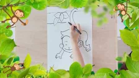 儿童简笔画大全《猴子捞月》《美术魔法Show》