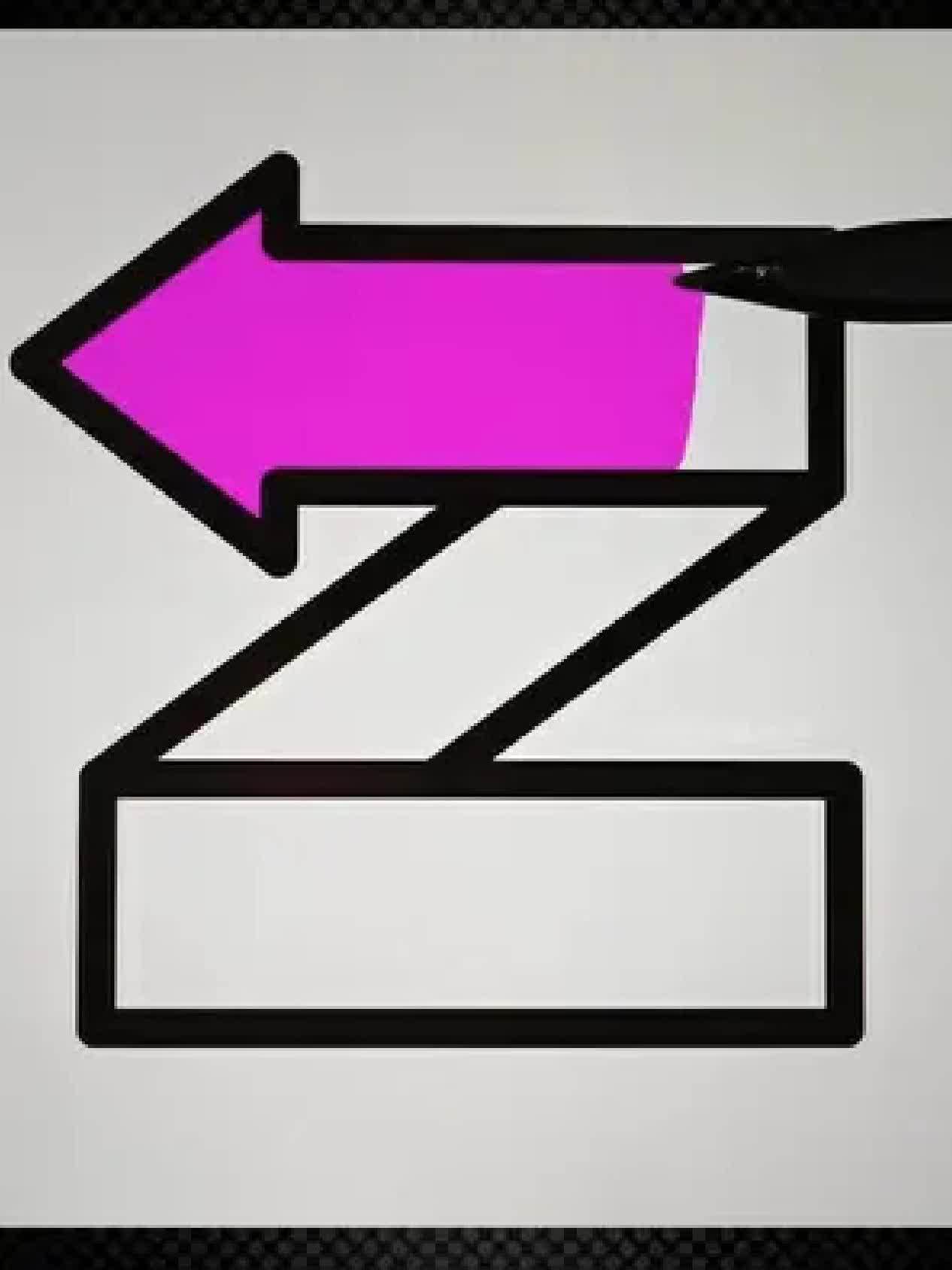 转弯箭头 简笔画创意图形填色 #强迫症看了很享受 #解压涂色#耳朵...