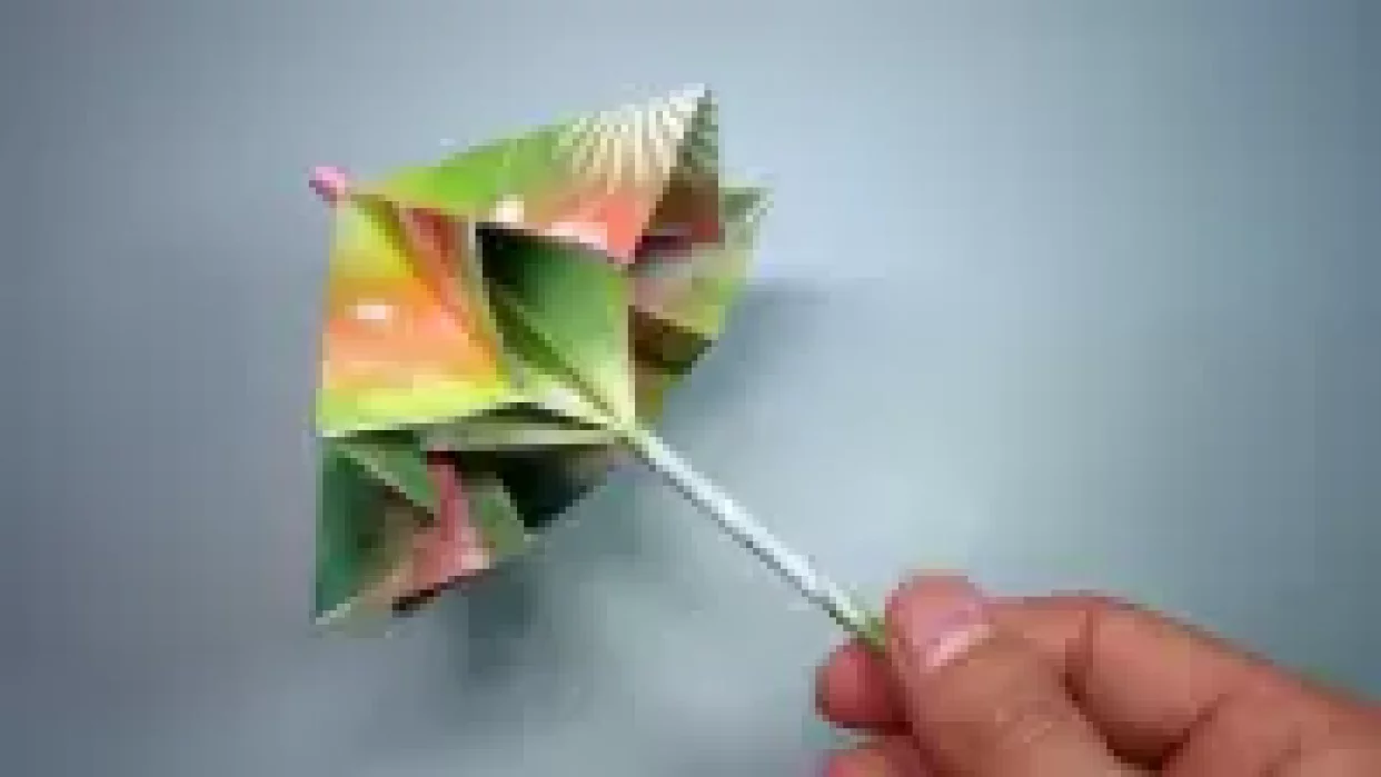 手工折纸教程, 小雨伞的简单折法, 好漂亮几分钟就能学会