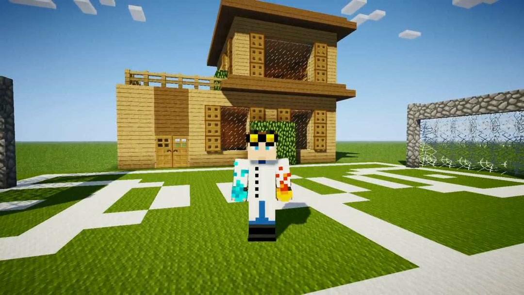 我的世界,带球场的木房子教程?迷你世界百久