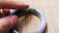 泼墨山水画 有斜纹 天然翡翠手镯 乌鸡种熊猫色黑白54-55证书394