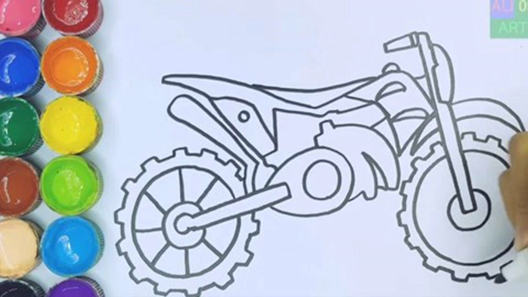 儿童绘画x启蒙绘画:超酷摩托车的绘制方法!