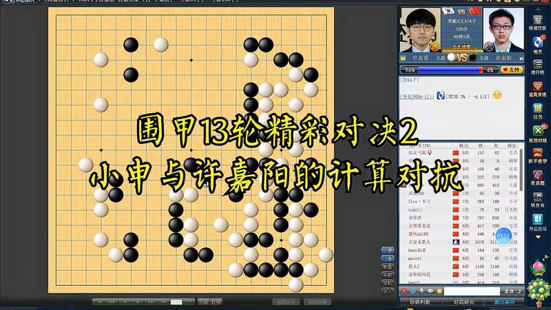 围甲精彩决胜对局,顶尖计算力的强烈碰撞,许嘉阳九段的遗憾失利