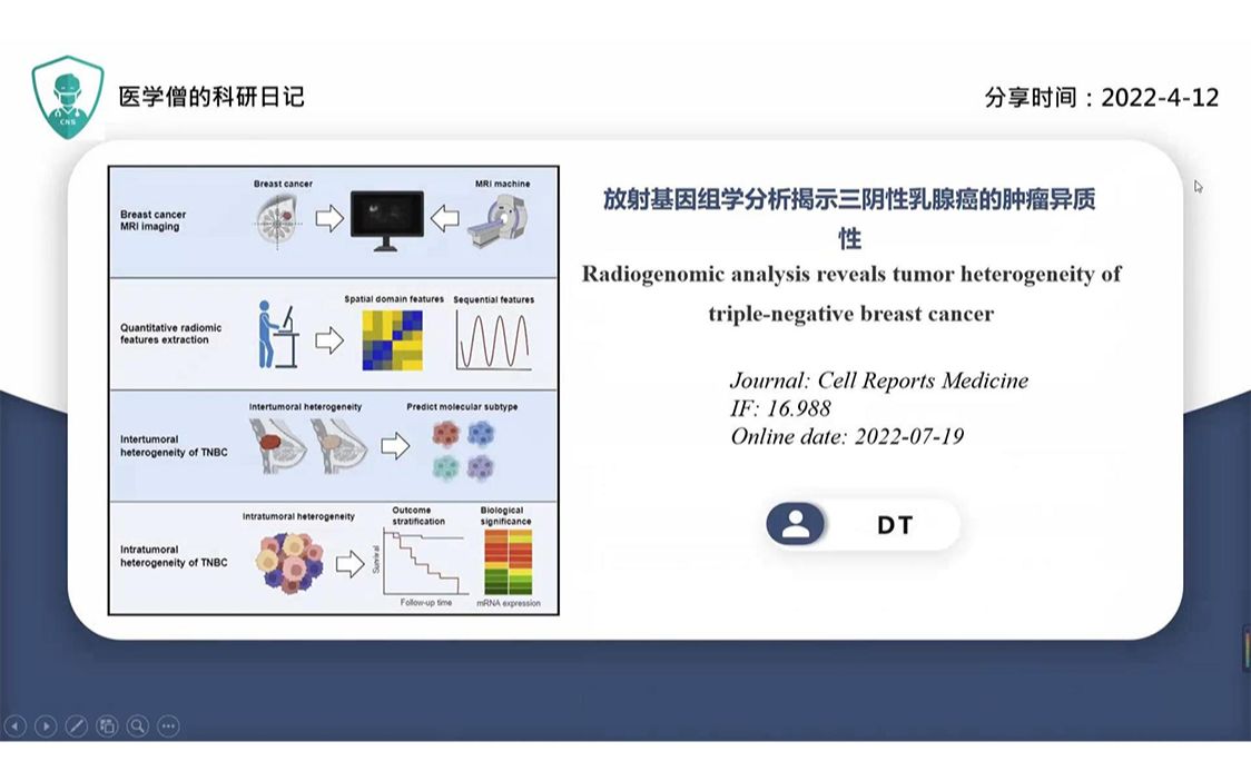 放射基因组学分析揭示三阴性乳腺癌地肿瘤异质性