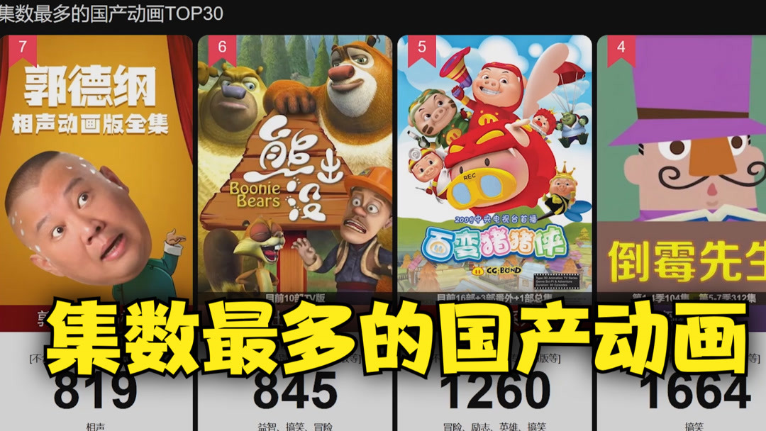 集数最多的国产动画排行榜