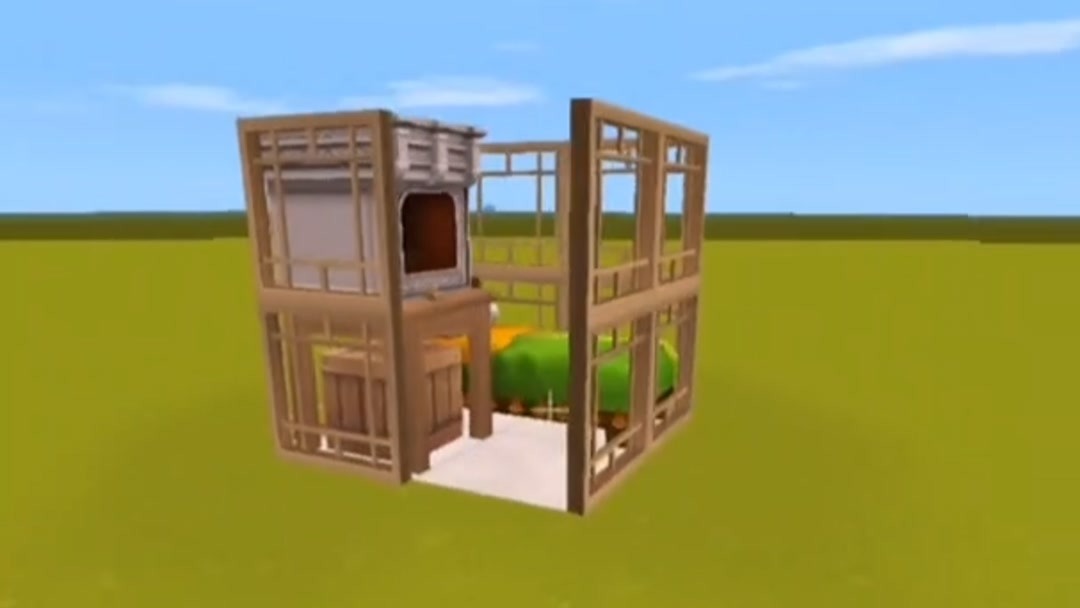 迷你世界新手教程第九期,打不开的门简易生存小屋教学!