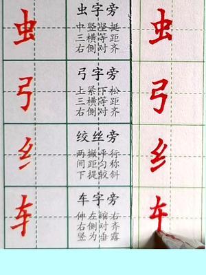 左右结构偏旁部首楷书,硬笔书法,中性笔文化站