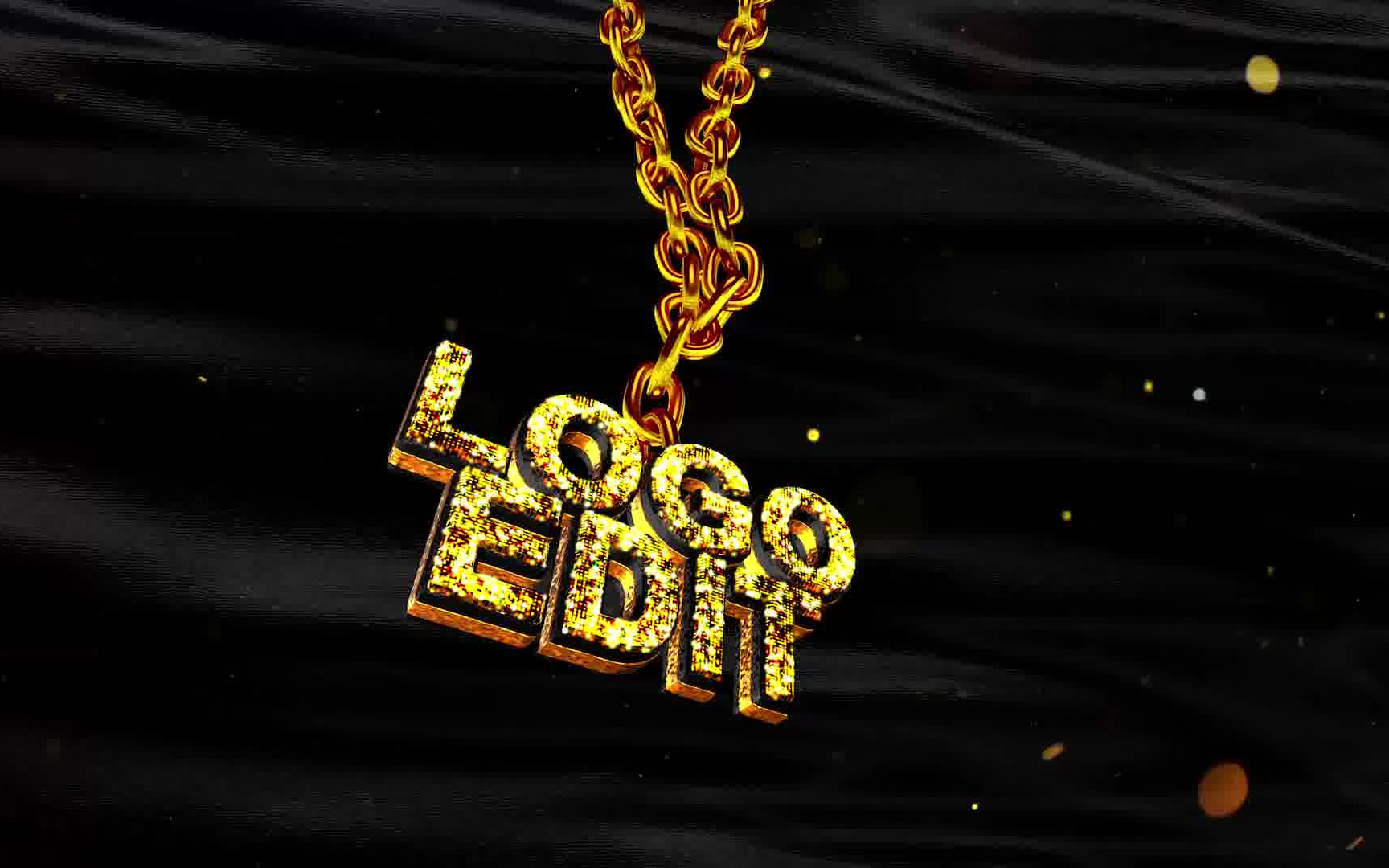 AE模板-大金链子嘻哈项链钻石吊坠闪闪发光特效的动态LOGO片头...