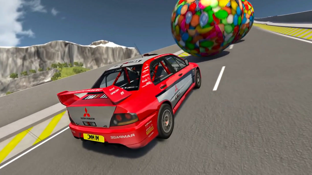 汽车实况模拟 彩球滚汽车里哦 会被压环吗?