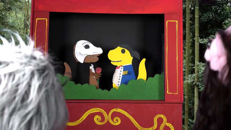 少儿动画片,小伙伴们在一起观看皮影戏,小恐龙的事故