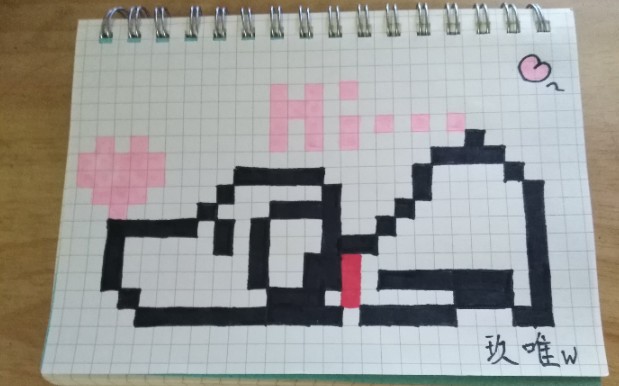 【玖唯】手绘网格画像素画 史努比 绘画教程 趴～网格本