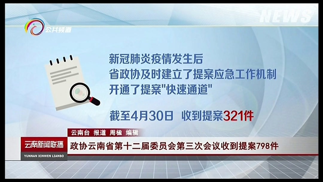 政协云南省第十二届委员会第三次会议收到提案798件