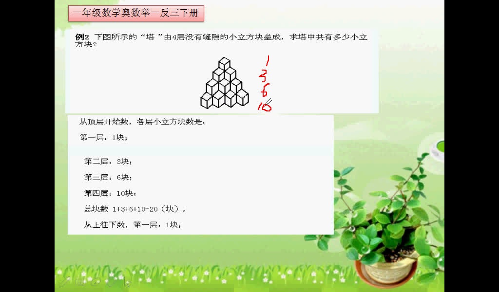 小学数学奥数举一反三一年级下册第三讲数数和计数一小方块塔数
