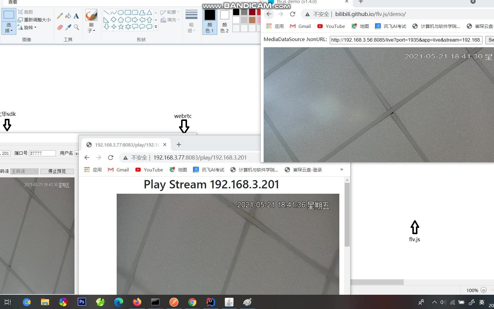 大华sdk,webrtc,flv.js延迟对比