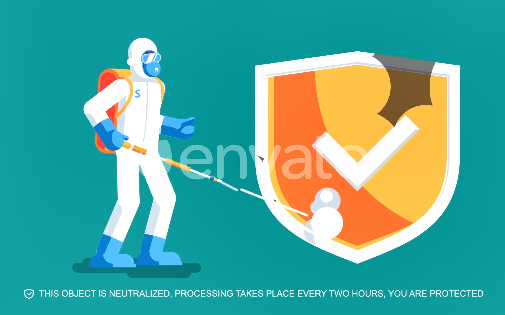 AE模板-医疗防护宣传片头动画人物消毒片头模板