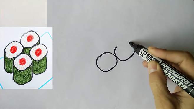 画画教学,学画简笔画寿司,一起来学吧